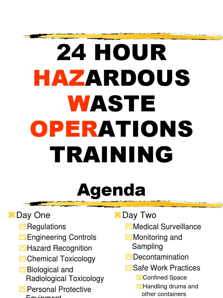 24 Hour Hazwoper | Resource Conservation And Recovery Act | Personal ...