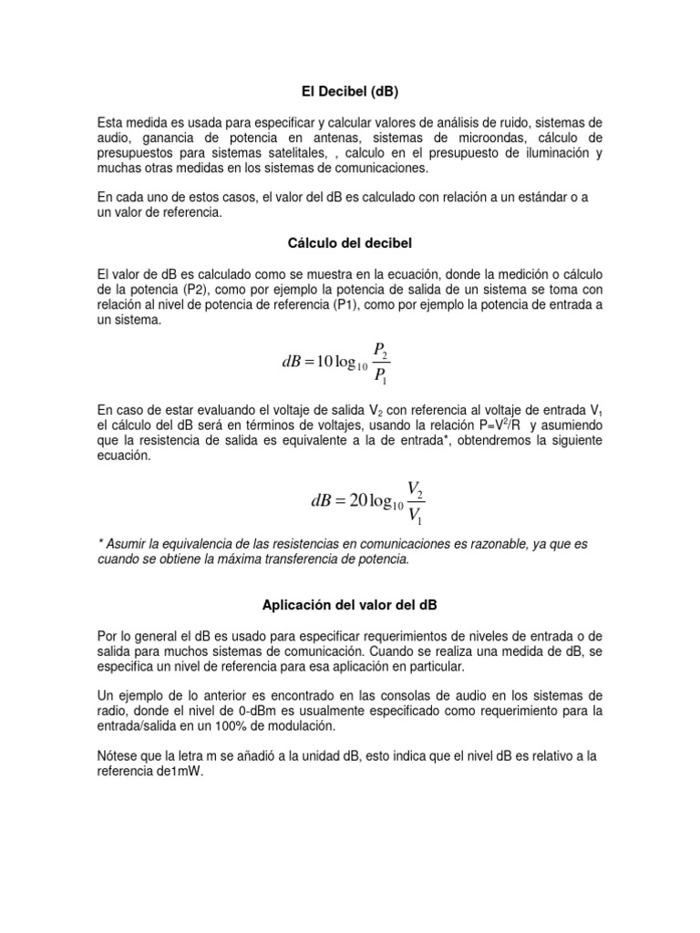 El Decibel | PDF | Decibel | Ingeniería Electrónica