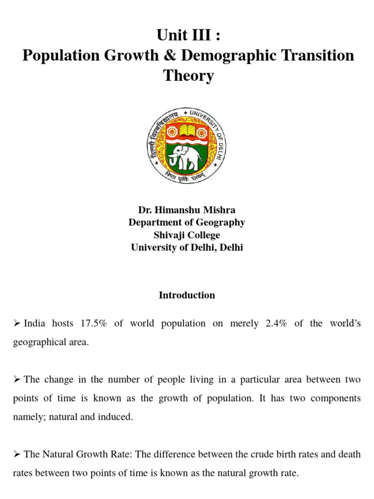 Unit III: Population Growth & Demographic Transition Theory | PDF ...