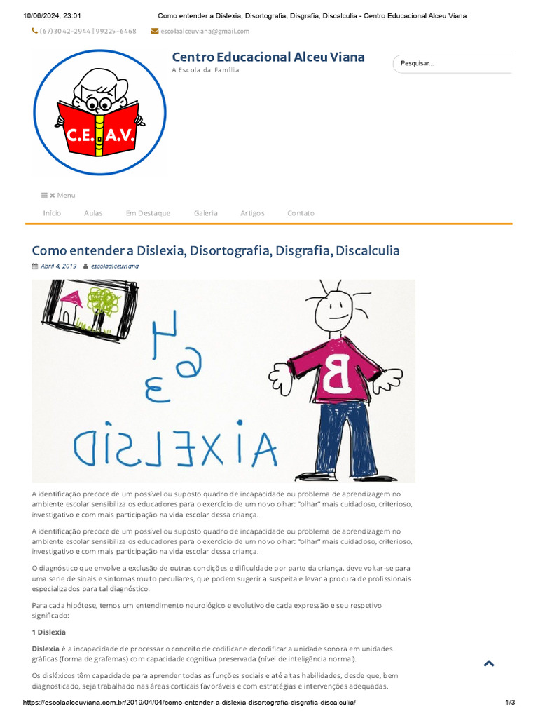 Como Entender A Dislexia Disortografia Disgrafia Discalculia