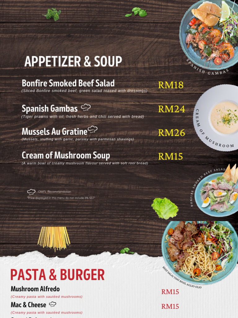 Bonfire@Serapi Garden Cafe Menu | PDF | Barbecue | Pasta