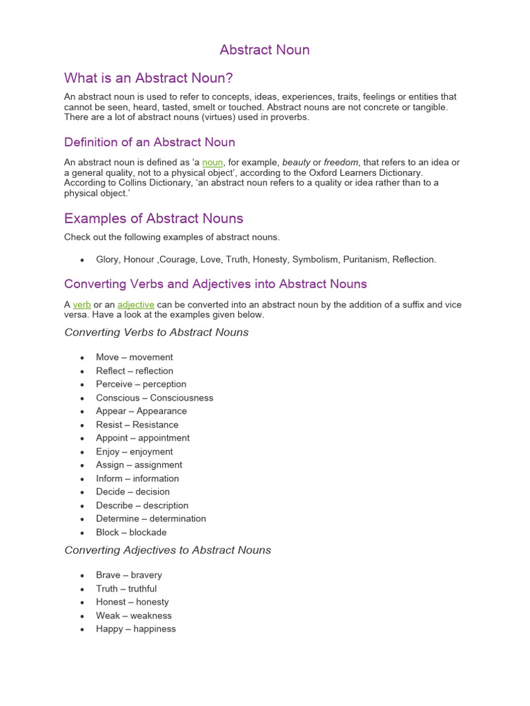 Abstract Noun | PDF | Noun | Courage