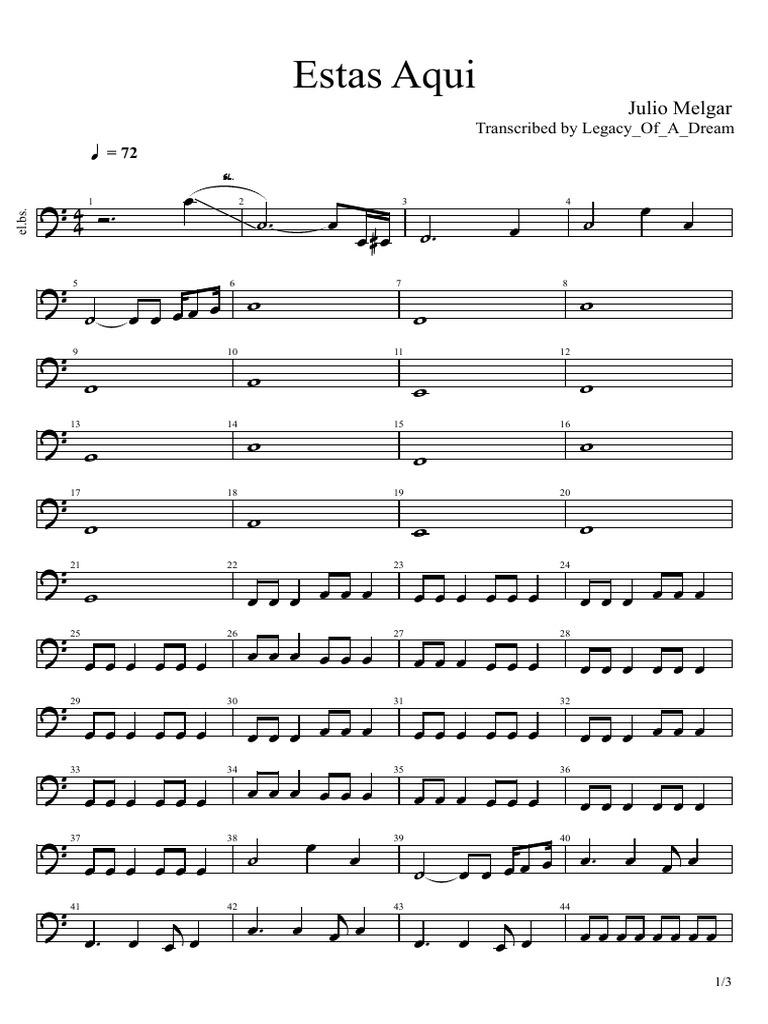 Estas Aqui (Bass) | PDF