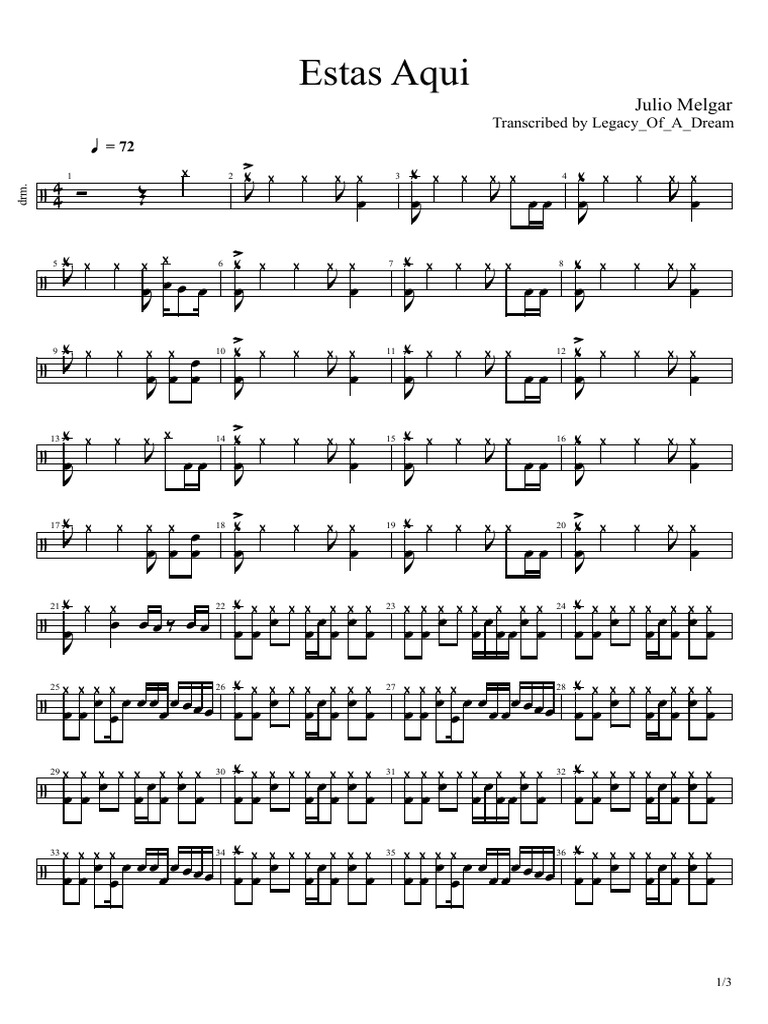 Estas Aqui (Drums) | PDF