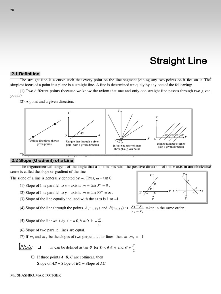 02-Straight Line (Theory) | Download Free PDF | Line (Geometry) | Slope