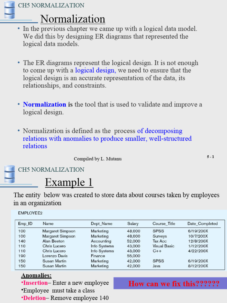 MIS6050 CH5 - Normalization | PDF | Databases | Information Technology Management