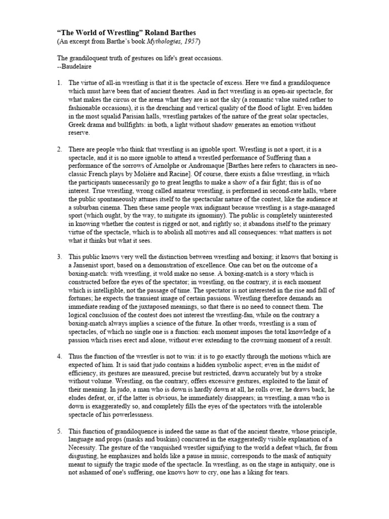 Barthes Wrestling | PDF