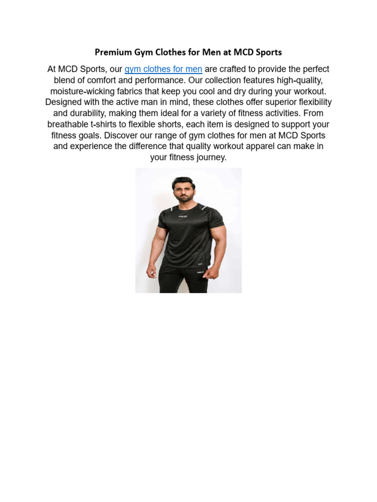 Premium Gym Clothes For Men at MCD Sports | PDF