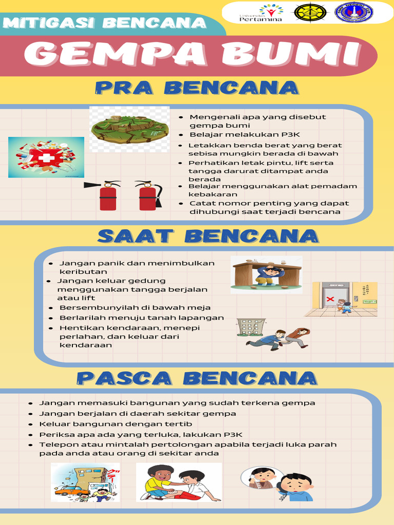 Geologic Hazards Educational Infographic in Blue and YellowLine Drawing ...
