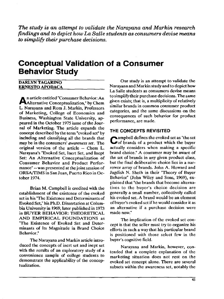 Conceptual Validationofa Consumer Behavior Study | PDF | Brand | Consumer Behaviour