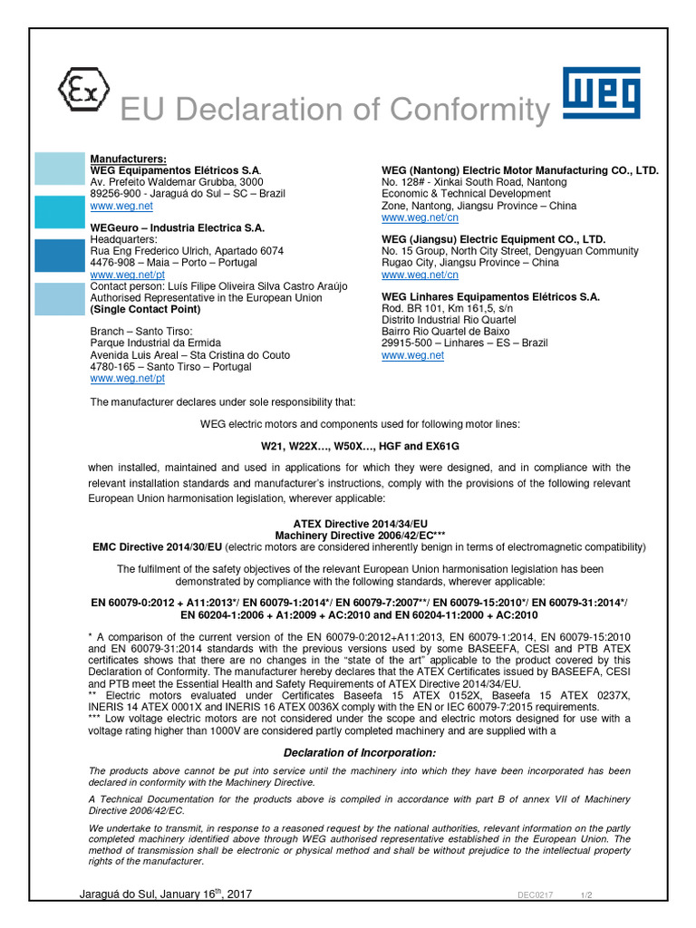 Weg Eu Declaration Of Conformity Ex Dec0217 English Wmo Wli Wmx Wpt Wnt Wrg Web Pdf
