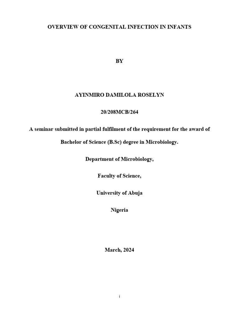 Ayinmiro Damilola Roselyn | PDF | Maternal Health | Infection