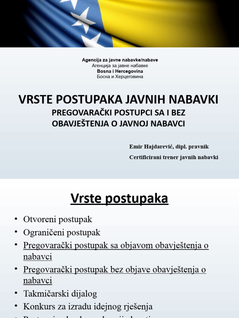 Vrste Postupaka Javnih Nabavki (Pregovarački Postupci) - 23.05.2023 | PDF