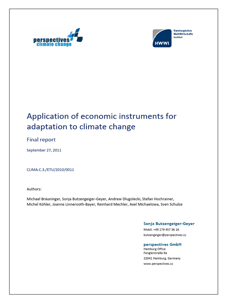 Economic Instruments for Climate Adaptation | PDF | Insurance | Climate ...
