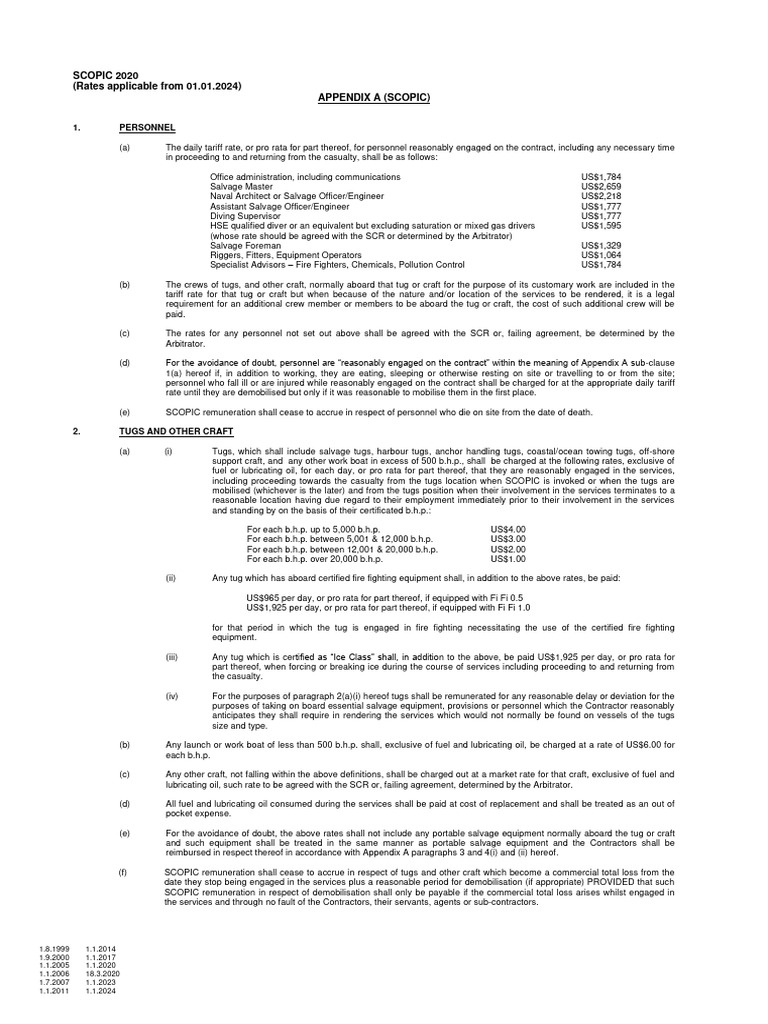 Appendix-A-2022 (01 01 2024) | PDF | Marine Salvage | Personal ...