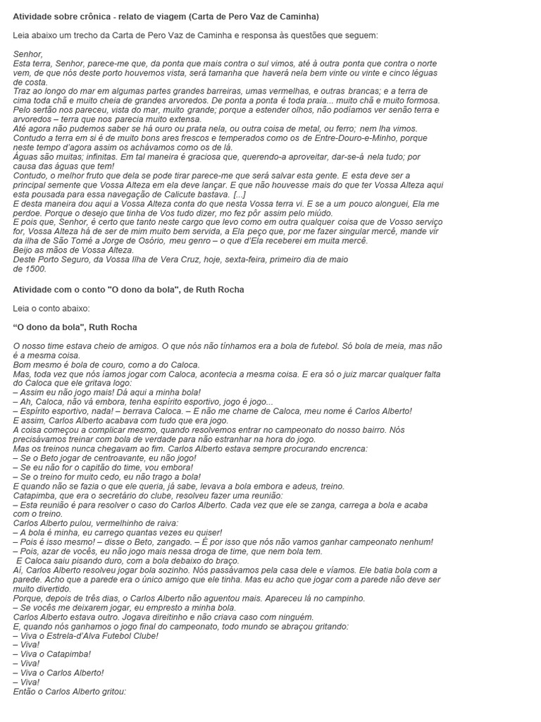 Textos de Crônica Pra Imprimir | Download grátis PDF | Terra