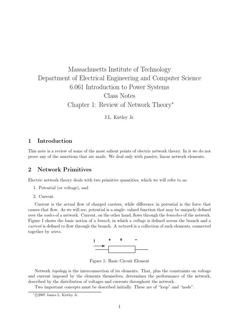 Introduction To Electric Power Systems Lecture Notes (MIT 6.061) | PDF ...