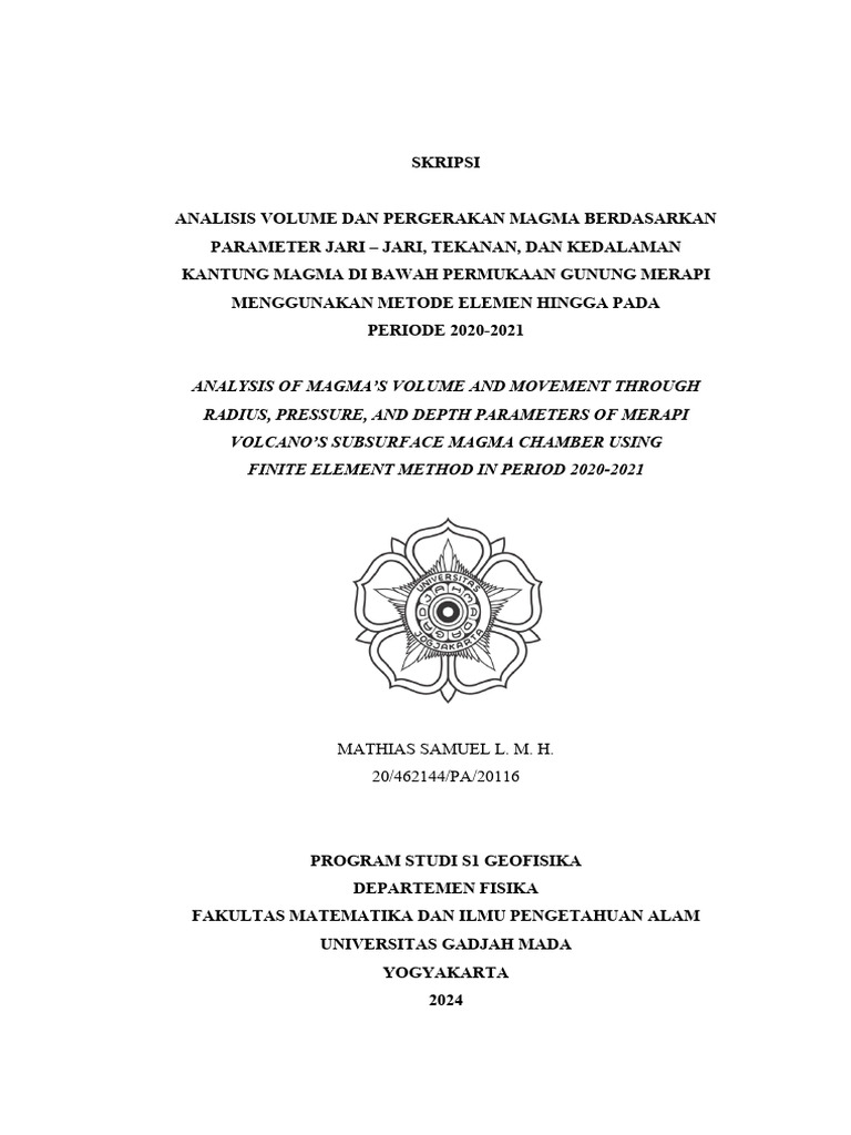 Mathias Samuel L. M. H. | Analisis Volume dan Pergerakan Magma berdasarkan Parameter Jari – Jari ...