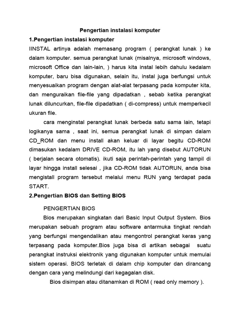 Pengertian Instalasi Komputer | PDF | Game & Aktivitas | Teknologi & Rekayasa