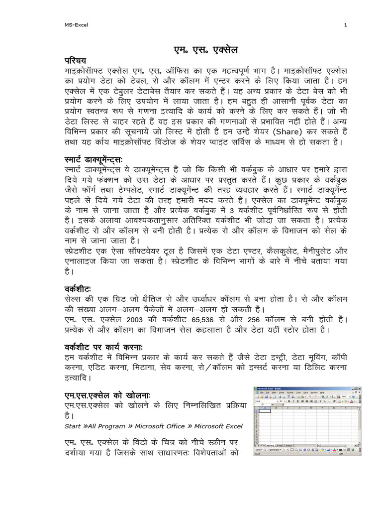MS Excel PDF Hindi (1) | PDF