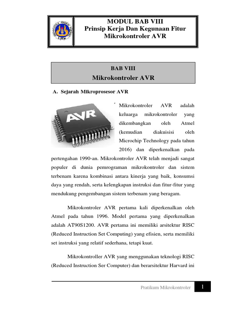 Modul Bab Viii Prinsip Kerja Dan Kegunaan Fitur Mikrokontroler AVR | PDF