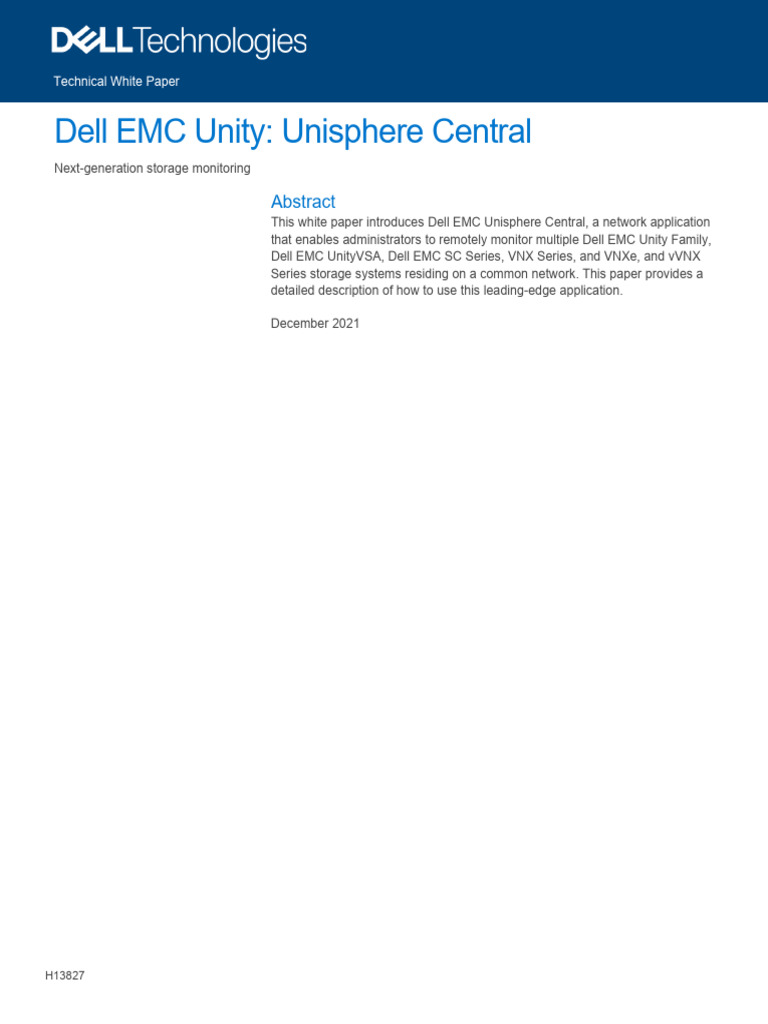 Dell EMC Unity: Unisphere Central: Technical White Paper | PDF | I Pv6 ...