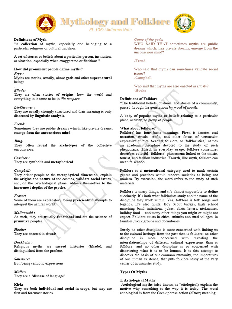 EL 106-Mythology and Folklore Compiled PPT - S (MT Notes) | PDF | Greek ...