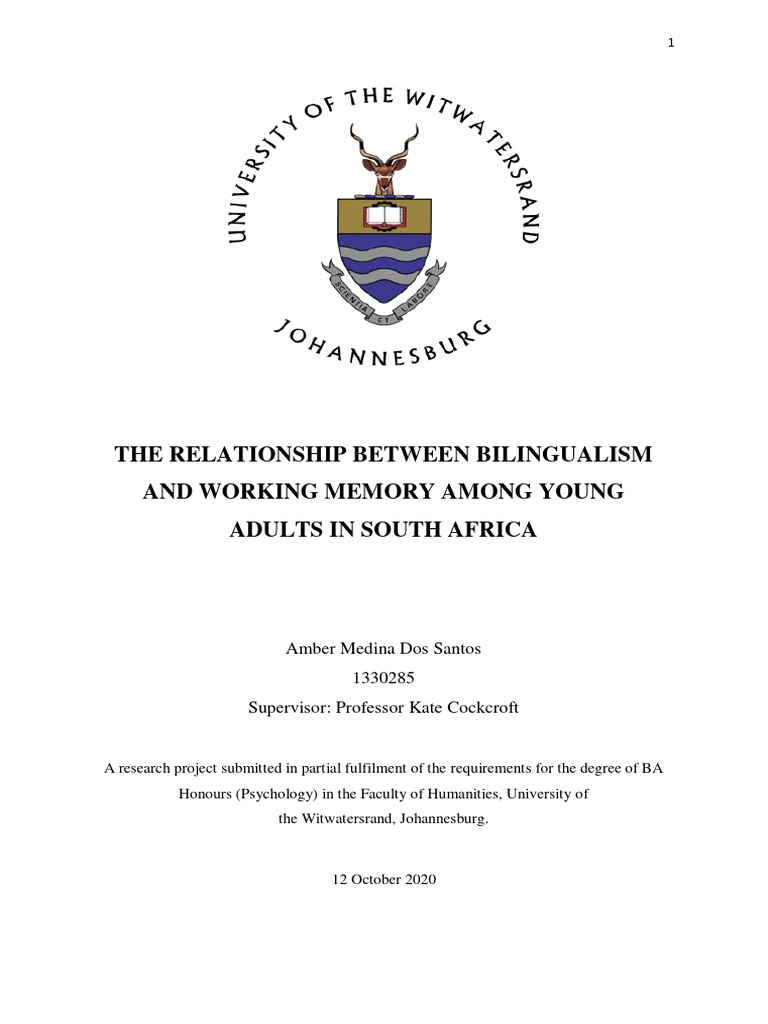 The Relationship Between Bilingualism And Working Memory Pdf Multilingualism Working Memory