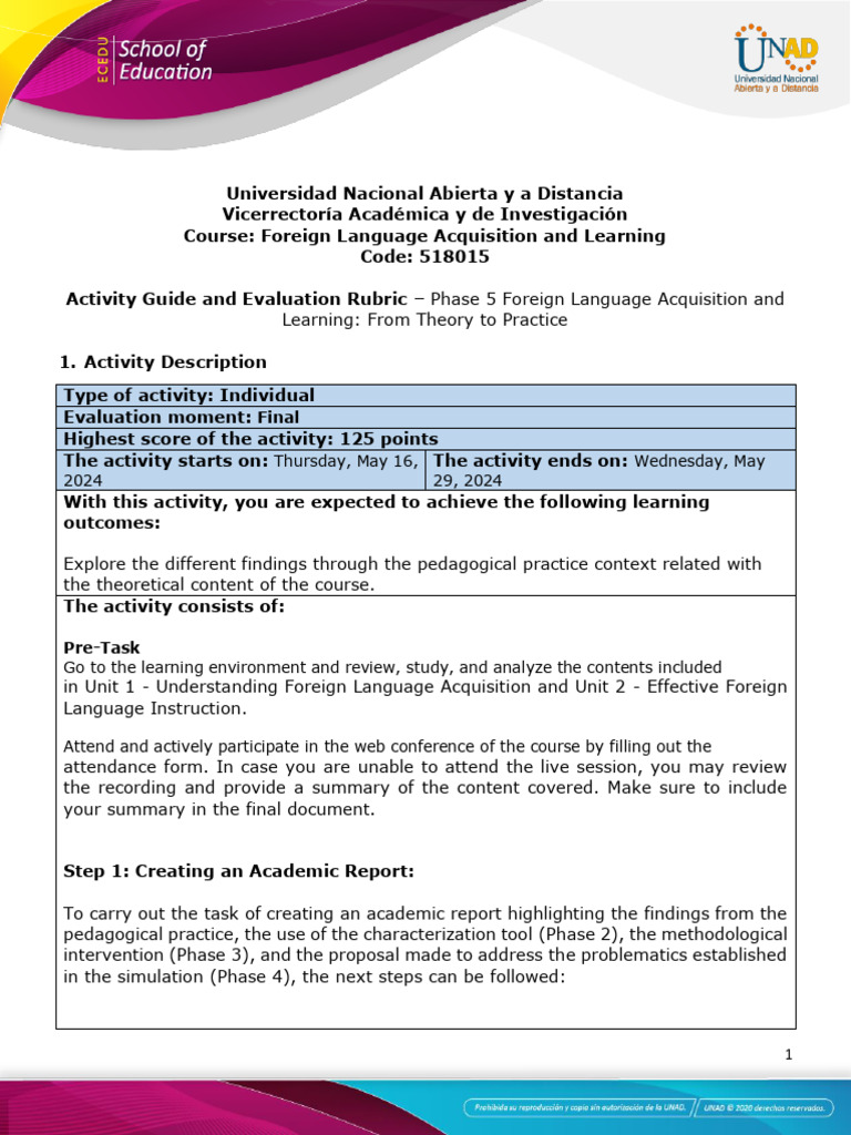 Activity Guide and Evaluation Rubric - Phase 5 - Foreign Language Acquisition and Learning From ...