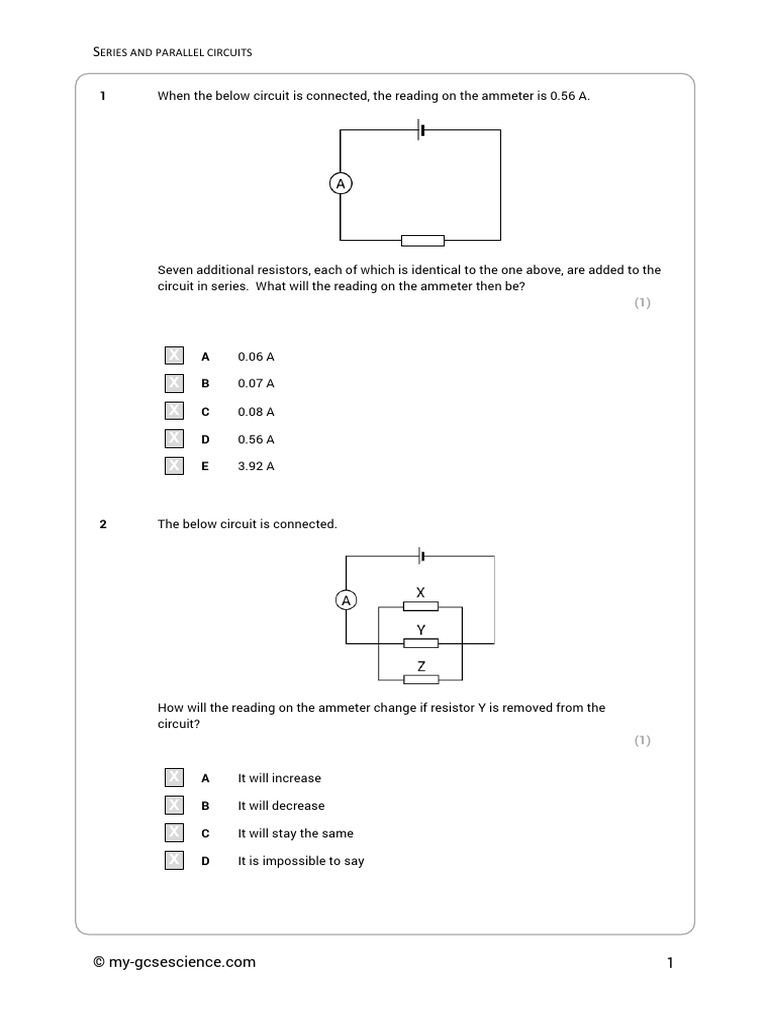 Series and Parallel Circuit Problems | PDF | Series And Parallel ...