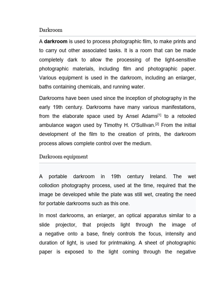 Darkroom | PDF | Imaging | Vision