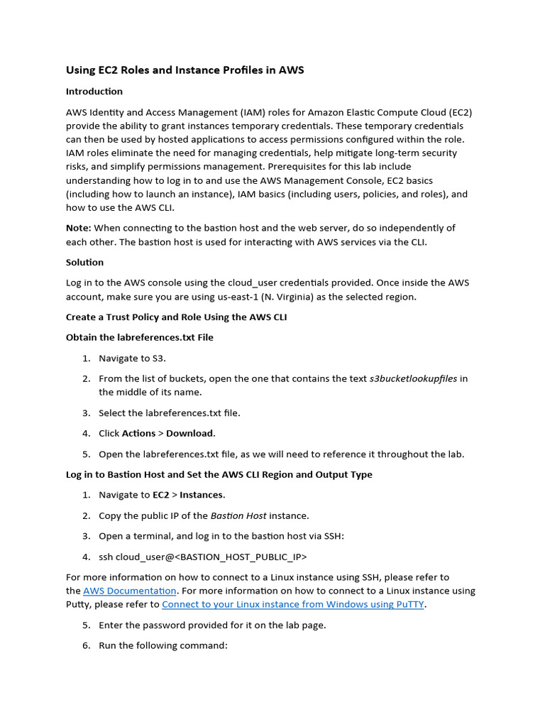 Using Ec2 Roles And Instance Profiles In Aws Pdf Amazon Web Services Command Line Interface 