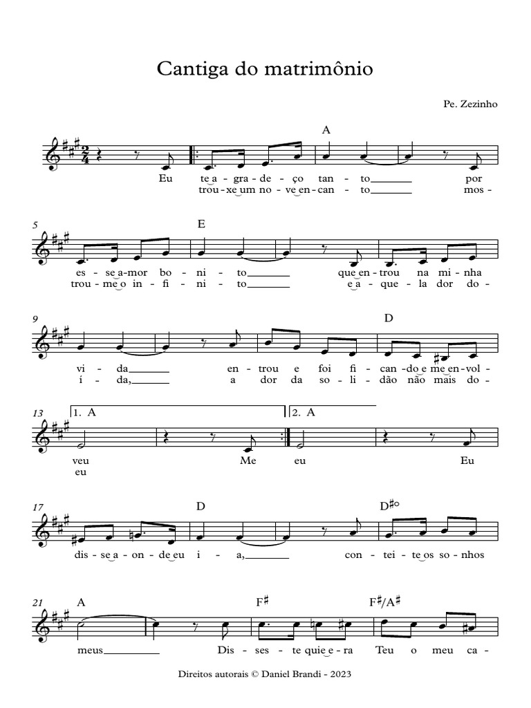 Cantiga Do Matrimônio - Padre Zezinho (A) | PDF