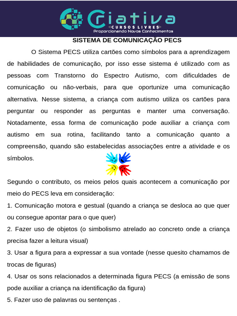 Autismo - Sistema de Comunicacao PECS | PDF | Espectro do autismo ...