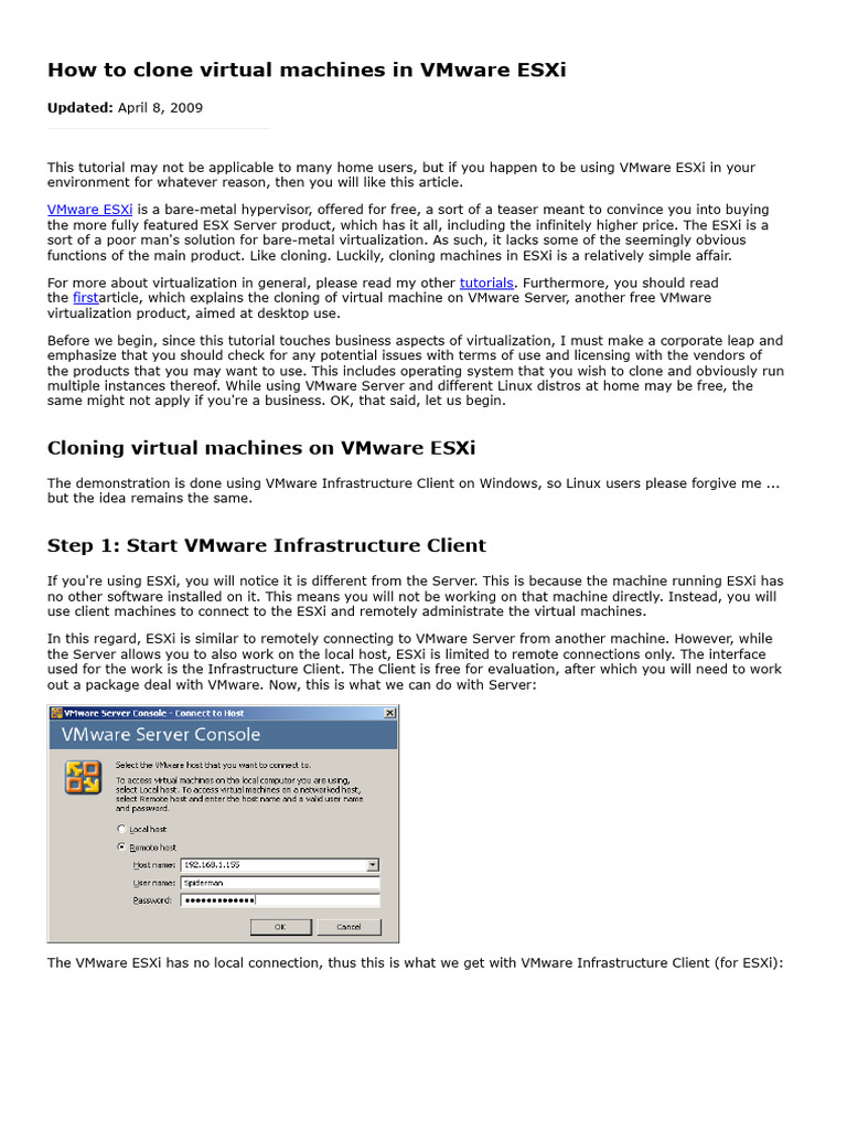 How To Clone Virtual Machines in VMware ESXi | PDF | Virtualization ...