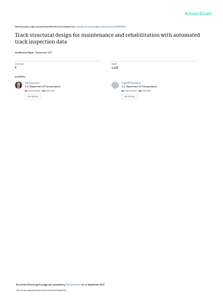 Track Structural Design For Rehab and Maintenancw Based On Autmated Railroad Inspection Data ...