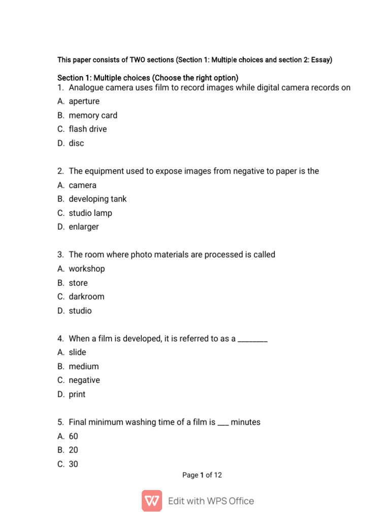 2ndterm Year 11 Photography Editted | PDF | Camera | Film Speed