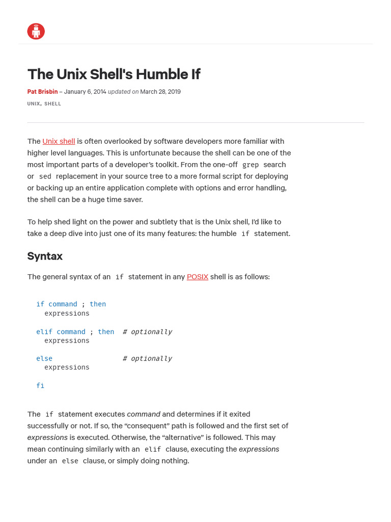 Brisbin, Pat (2019) - 'The Unix Shell's Humble If' | PDF | Computer ...