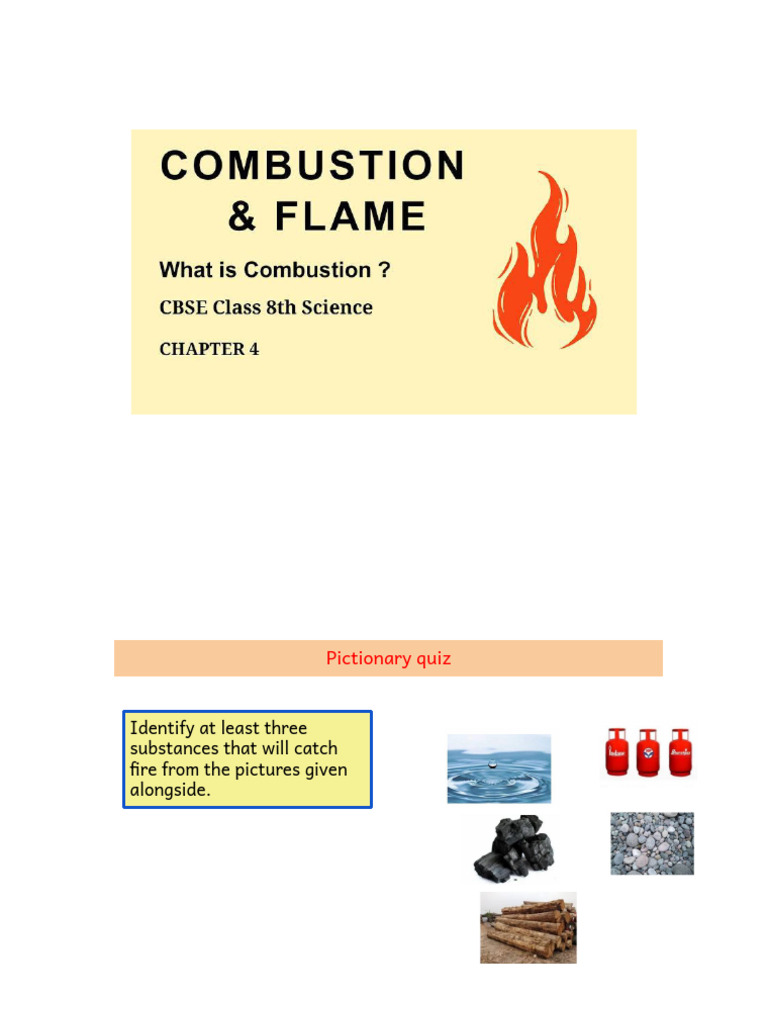 Combustion and Flame Class 8th | PDF | Combustion | Fires