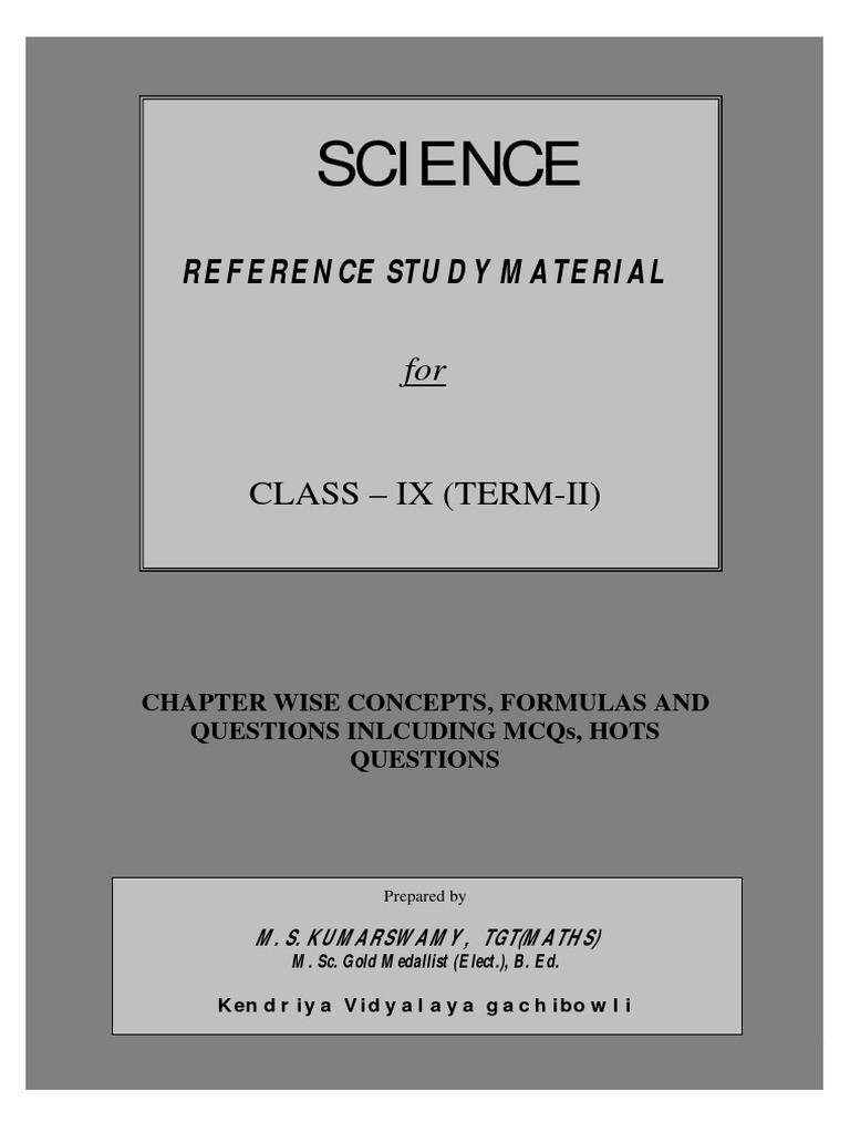 Science Class Ix Reference Study Material Term II | PDF | Mole (Unit) | Ion