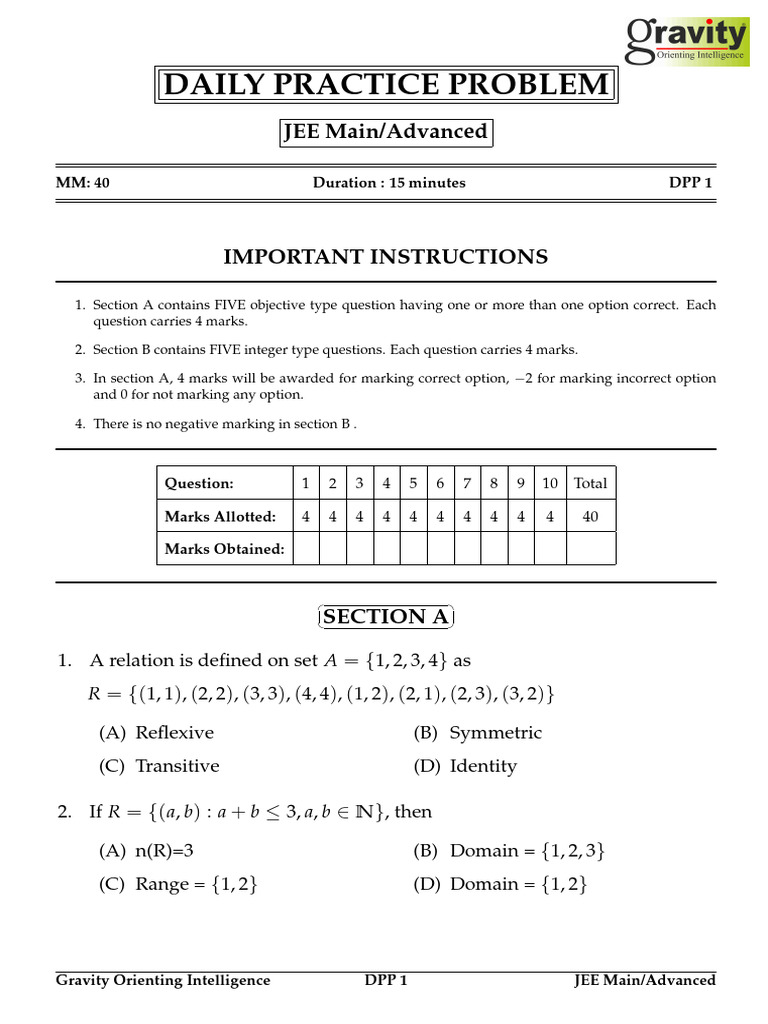 DPP 1 | PDF | Mathematical Logic | Abstract Algebra