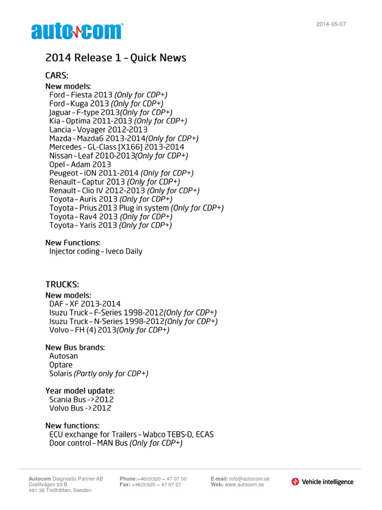 Autocom Diagnostic Contact Info | PDF