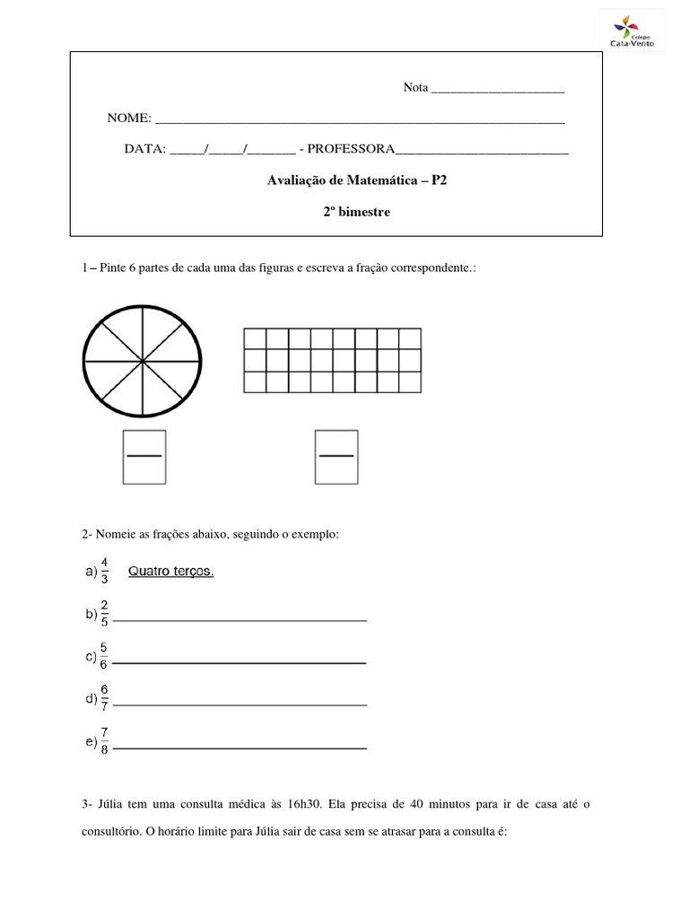 Av Matemática 2º Bimestre P2 Pdf