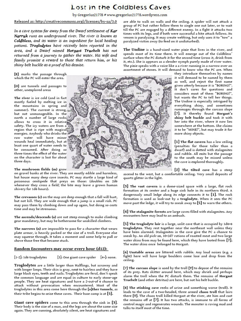 Gregorius21778 - Lost in The Coldbless Caves | PDF