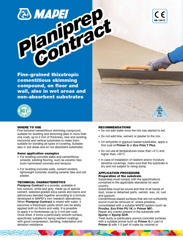 1_4087---tds-planiprep-contract_8c83db45996242efa706bd2834e7d9cc | PDF | Concrete | Cement