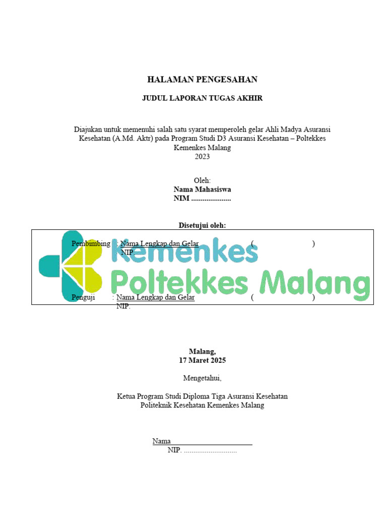 Halaman Pengesahan LTA | PDF