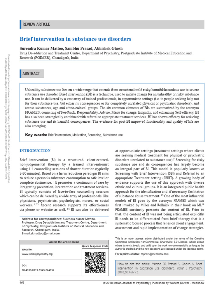 Brief Intervention for Athletes' Substance Use | PDF | Substance Abuse ...