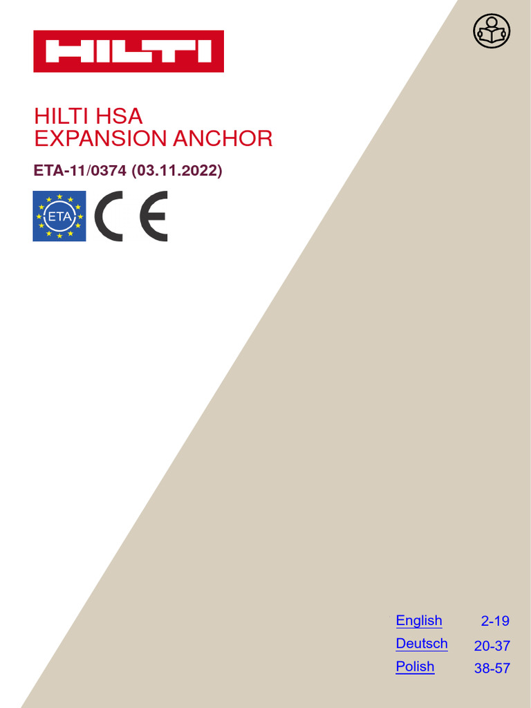 ETA 11 0374 HSA Stud Anchor ETAG 001 02 Option 7 Approval Document ASSET DOC APPROVAL 0201 | PDF ...