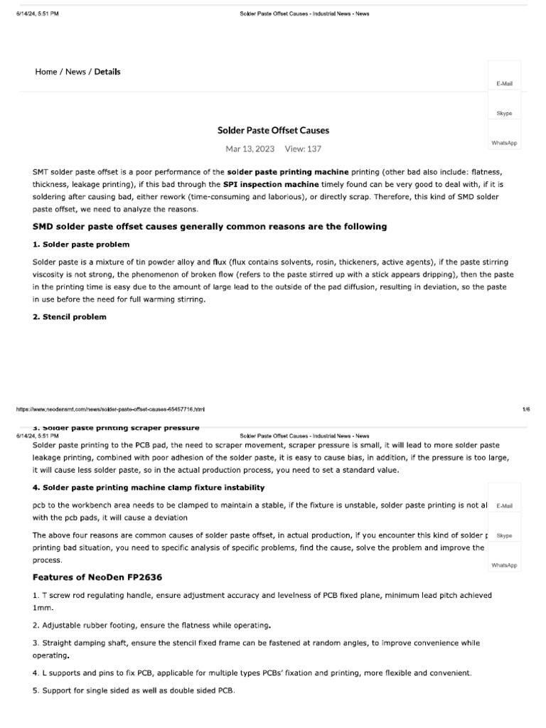Solder Paste Offset Causes | PDF