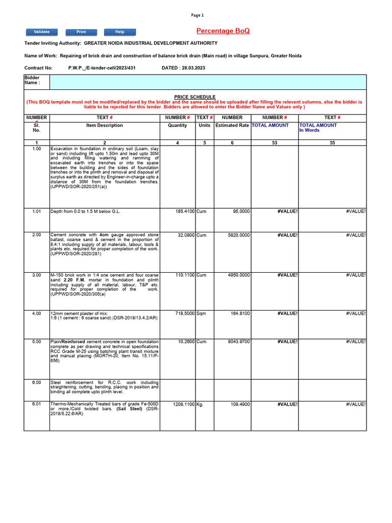 BOQ_1322949 | PDF | Concrete | Building Materials